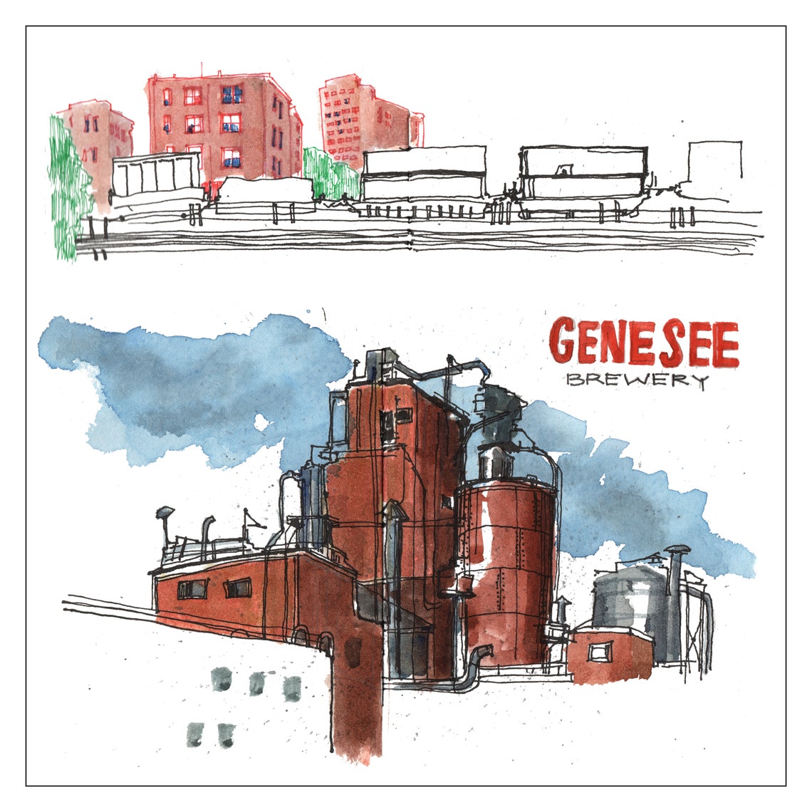 Genesee Brewery Art, Rochester NY Print, Flower City Art, Genesee Beer ...
