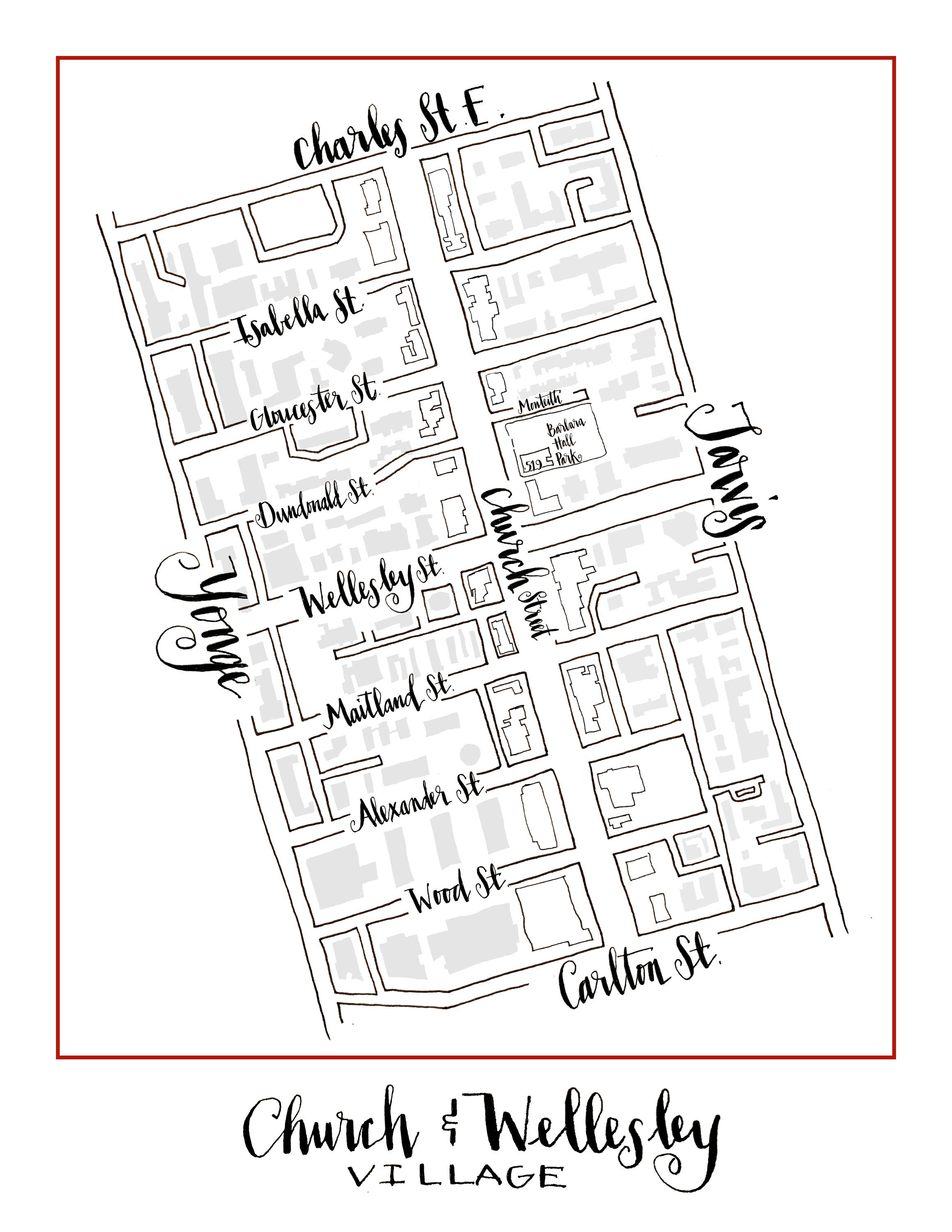 Toronto Church And Wellesley Neighbourhood Map Print Gay Village Art