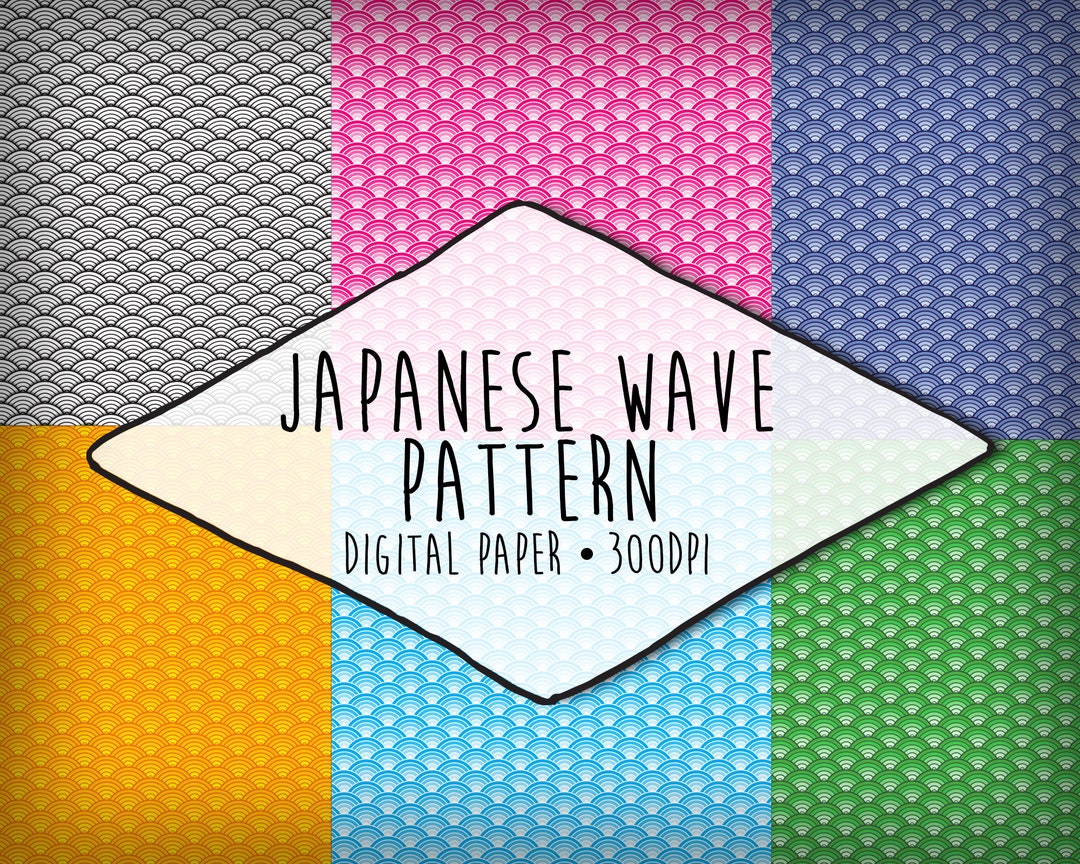 Japanese Wave Scallop Pattern | Digital Paper in PDF and JPG Formats ...