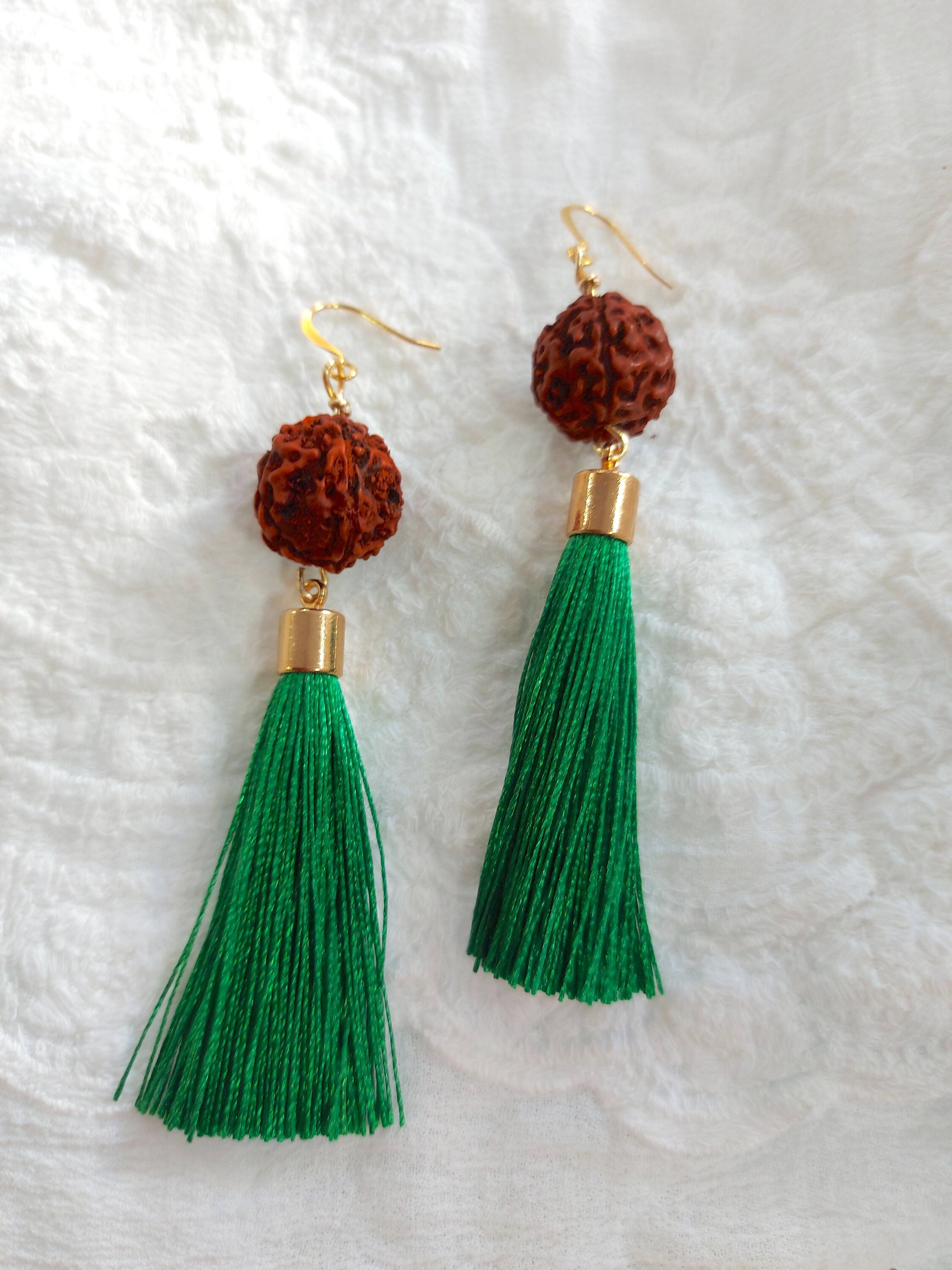 Kelly grün Boho Ohrringe Quaste Ohrringe Seide Quaste | Etsy