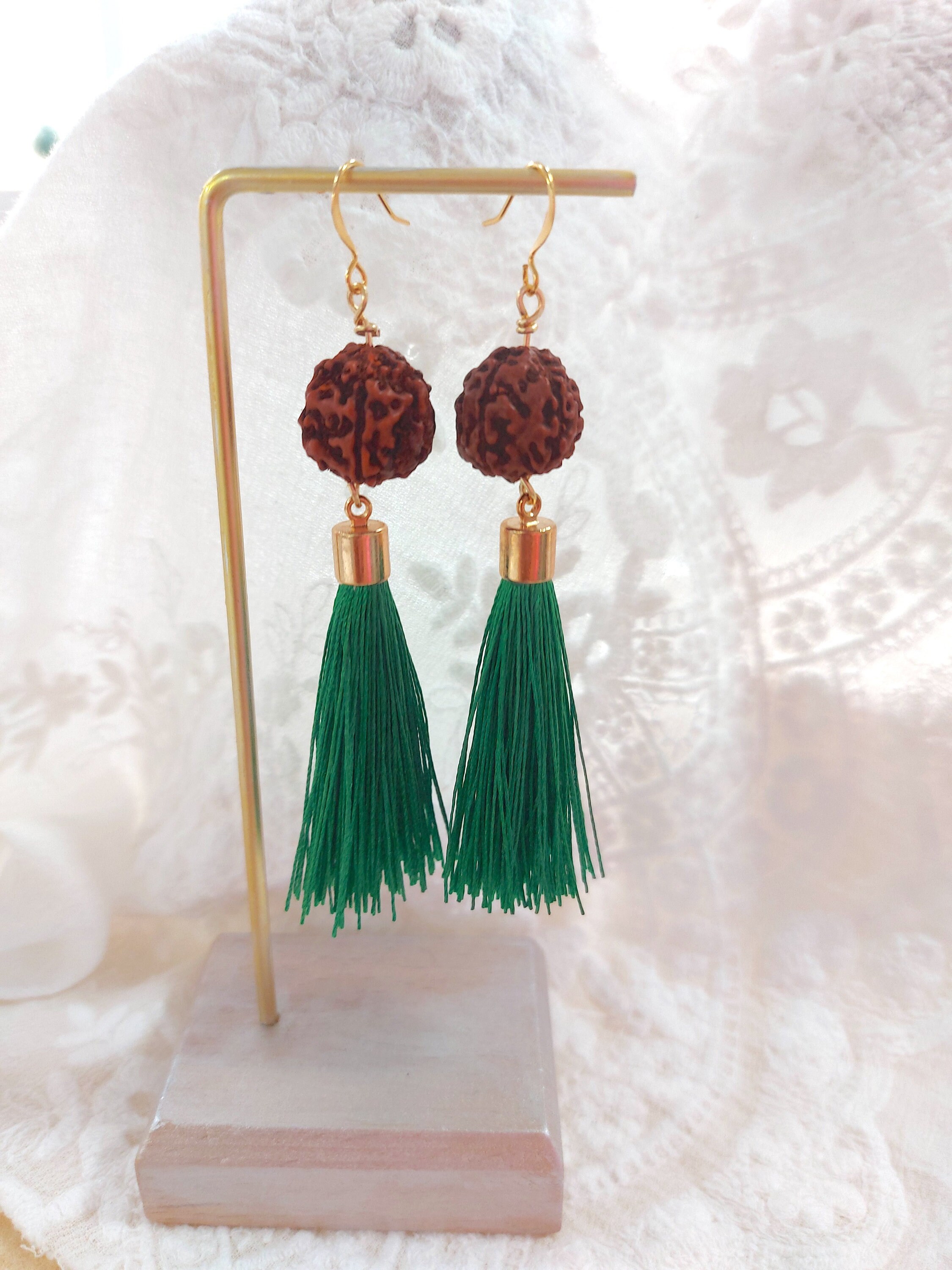 Kelly grün Boho Ohrringe Quaste Ohrringe Seide Quaste | Etsy