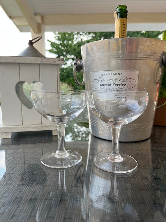 Two Vintage 1960s Champagne Coupes. Champagne Glasses Bowls. Barware. Drink Ware. Glassware. Kitchen and Dining. Gift Idea. Etsy UK