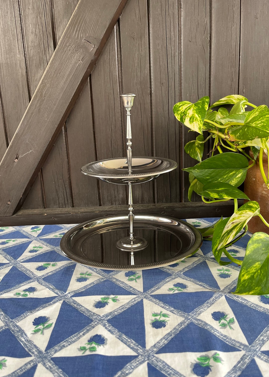 Jean Couzon Stainless Steel 18/10 Two Tier Cake Plate. Elegant French ...