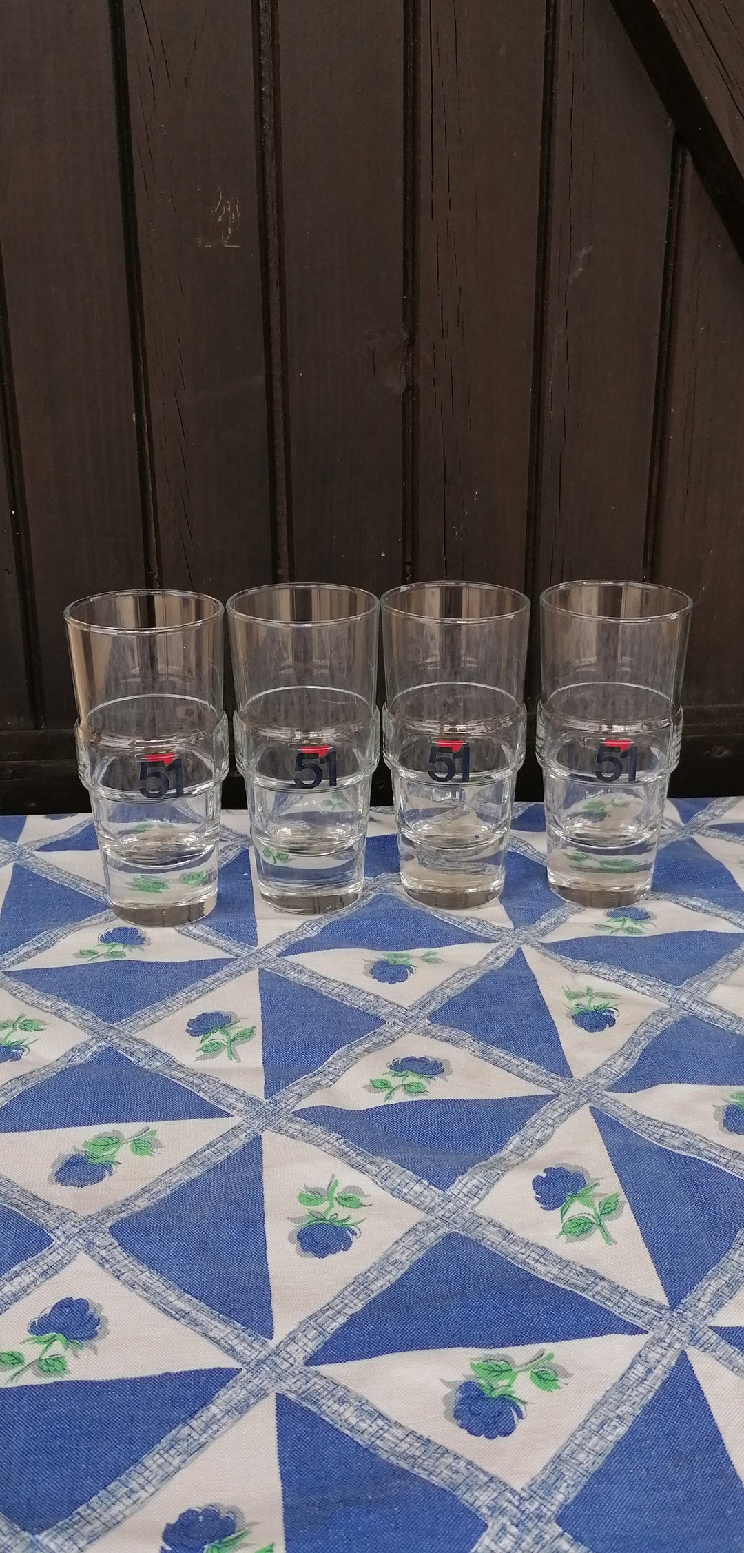 Vintage Iconic Pastis 51 Branded Set of Four Glasses. Glass Set ...