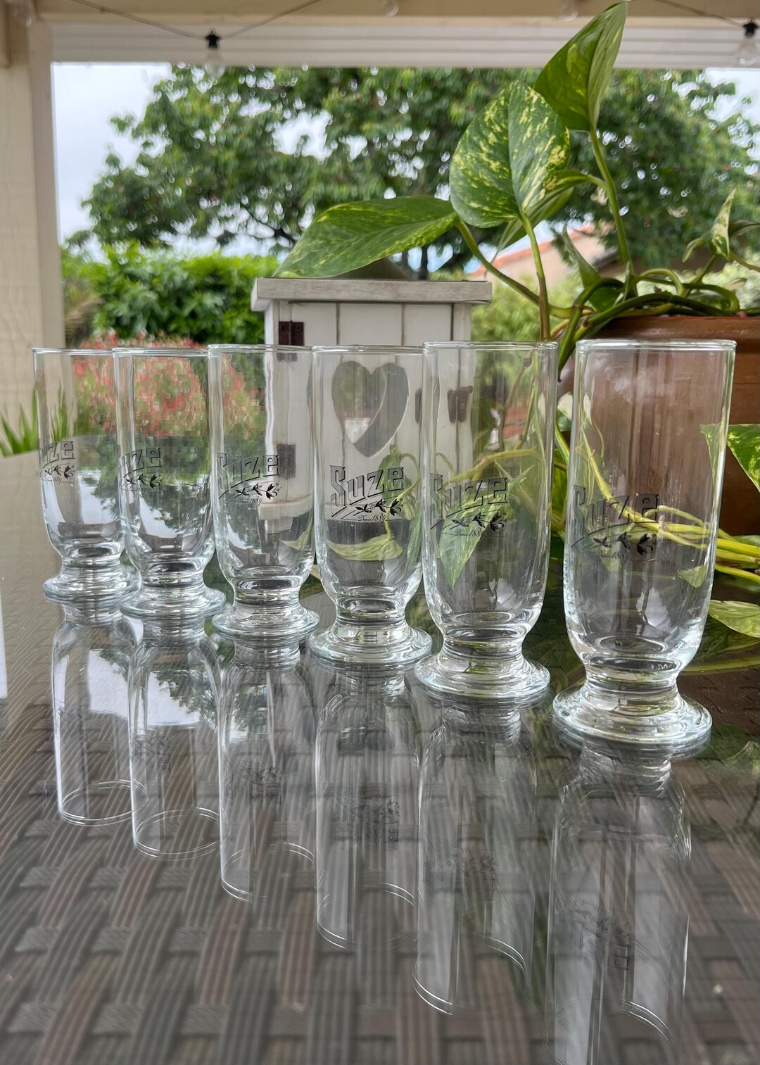 Vintage SUZE Branded Glass Set. Six Iconic Suze Glasses. French Barware ...