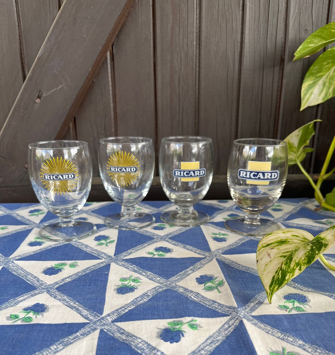Ricard Branded Glass Set. Four Iconic Ricard Glasses. French Barware ...