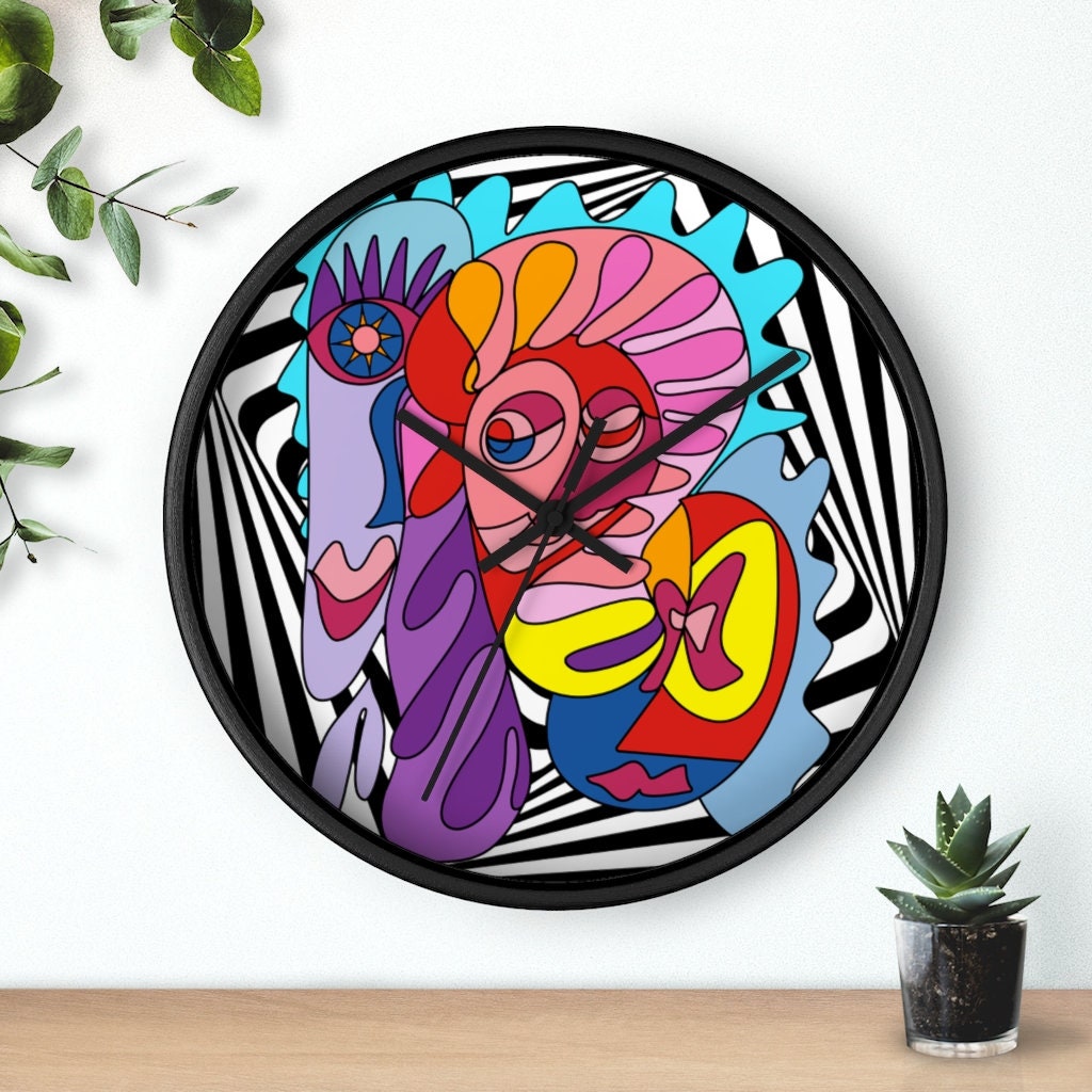 Abstract Wall Clock funky Clock Wall Clock Decor One of a | Etsy