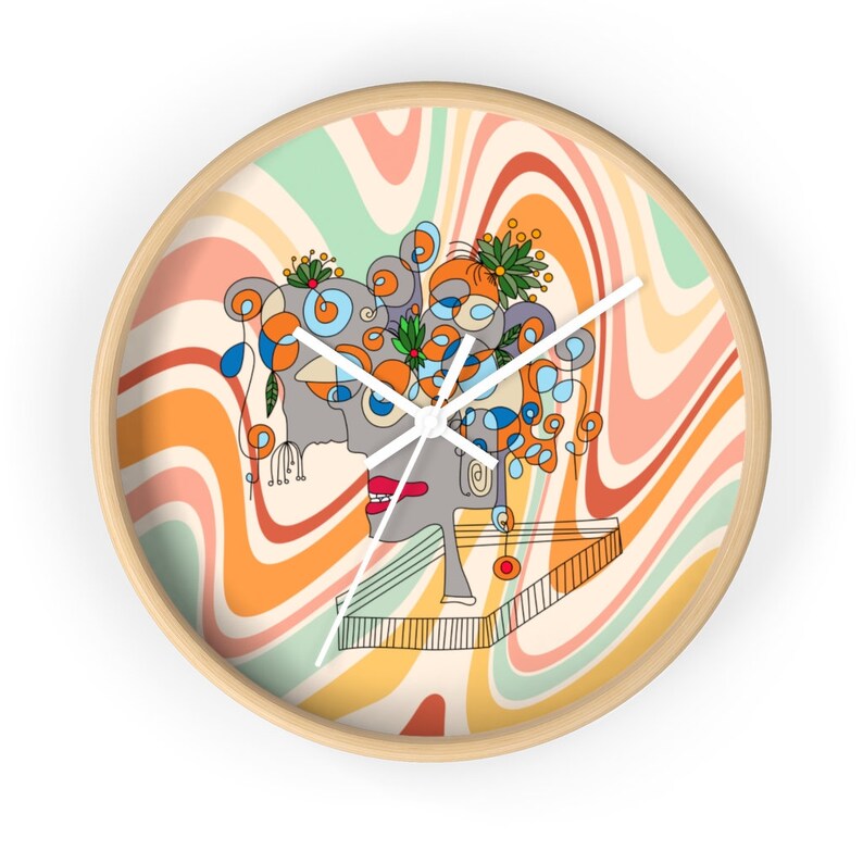 one of a kind clock Art Wall Clock funky clock Groovy Clock Women's ...