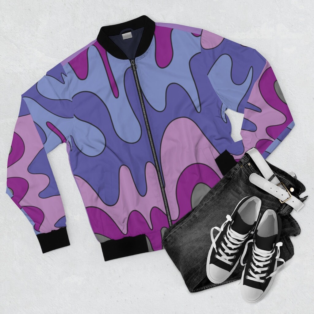 Purple Wave Jacket, Retro Style Inisex Jacket, Pop Art Bomber Jacket ...