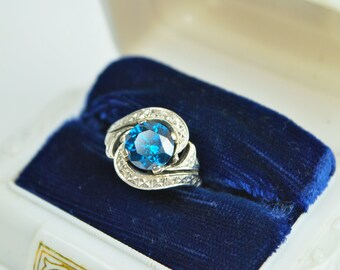 Antique Blue Diamond Ring - Etsy
