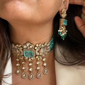 Mint Sea Green Doublet Victorian Necklace Sabyasachi Jewelry Kundan ...