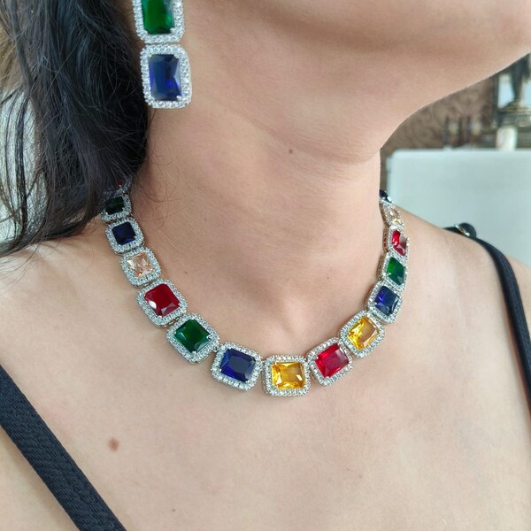 Diamond and Sapphire Collar Necklace - Etsy