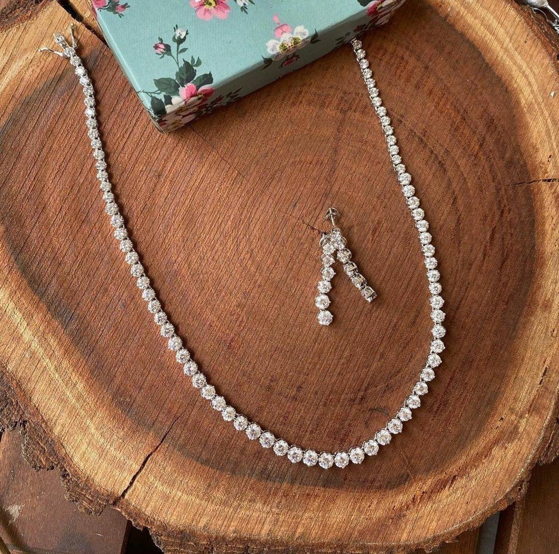 Single Line Solitaire Necklace/white Gold Plated Cubic Zircon - Etsy