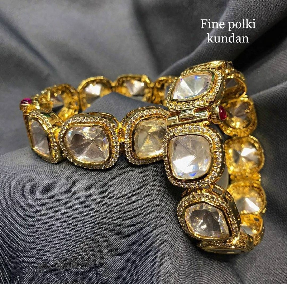 Uncut Victorian Polki Bangles Set of 2 /silver Tone - Etsy