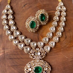 Fine Quality Tyaani Inspired Dull Gold Ruby Red Green Kundan Zirconium ...