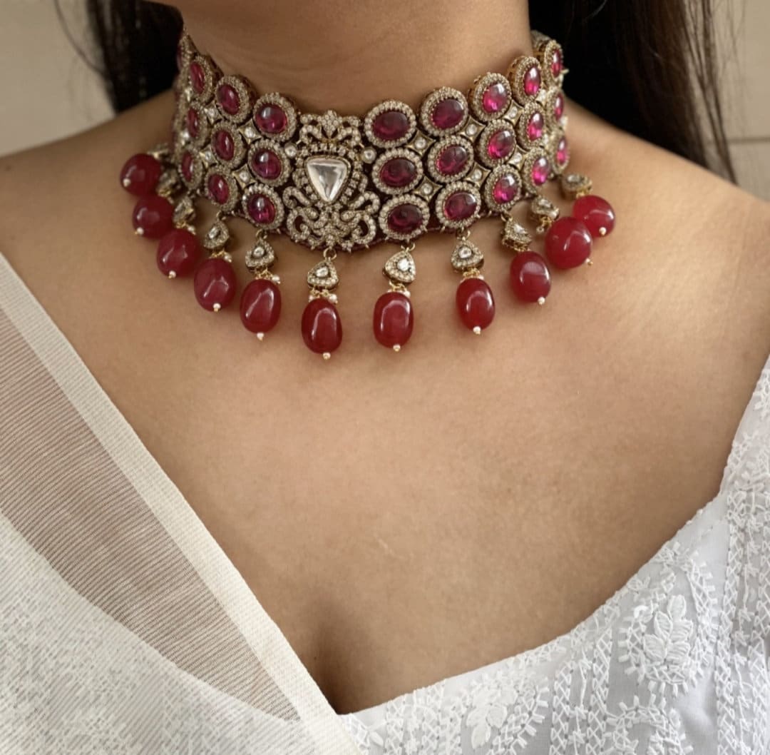 Luxurious Sabyasachi Inspired Dull Gold Ruby Pink Stone - Etsy