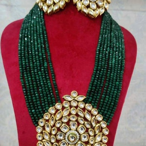 Gold Plated Emerald Green Kundan Set/layered Emerald Kundan - Etsy