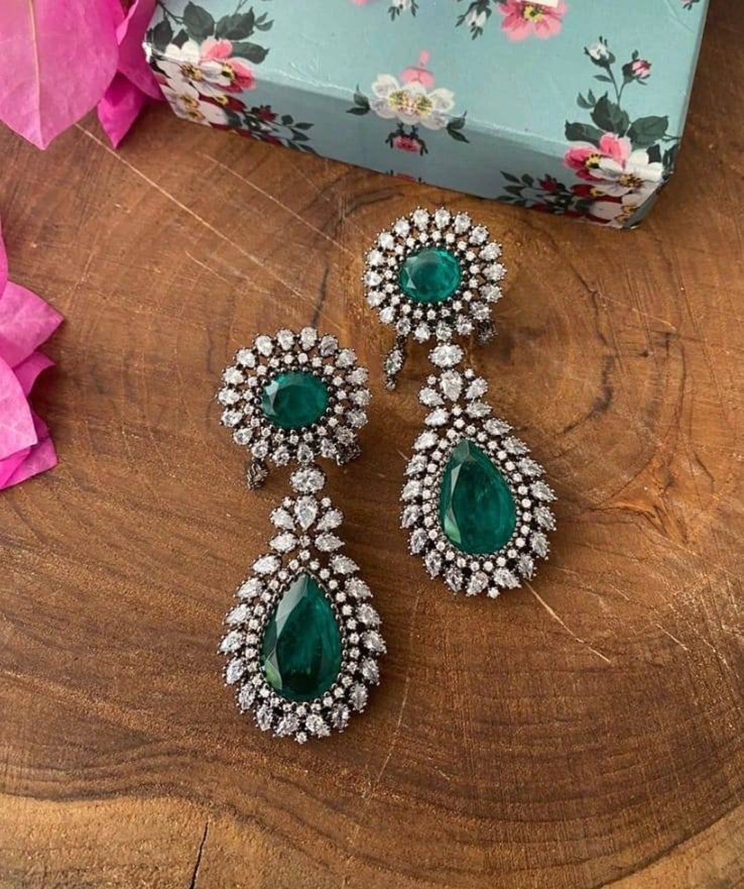 Emerald-sapphire-ruby Diamond Chandbalis/chaandalis/green Earrings ...