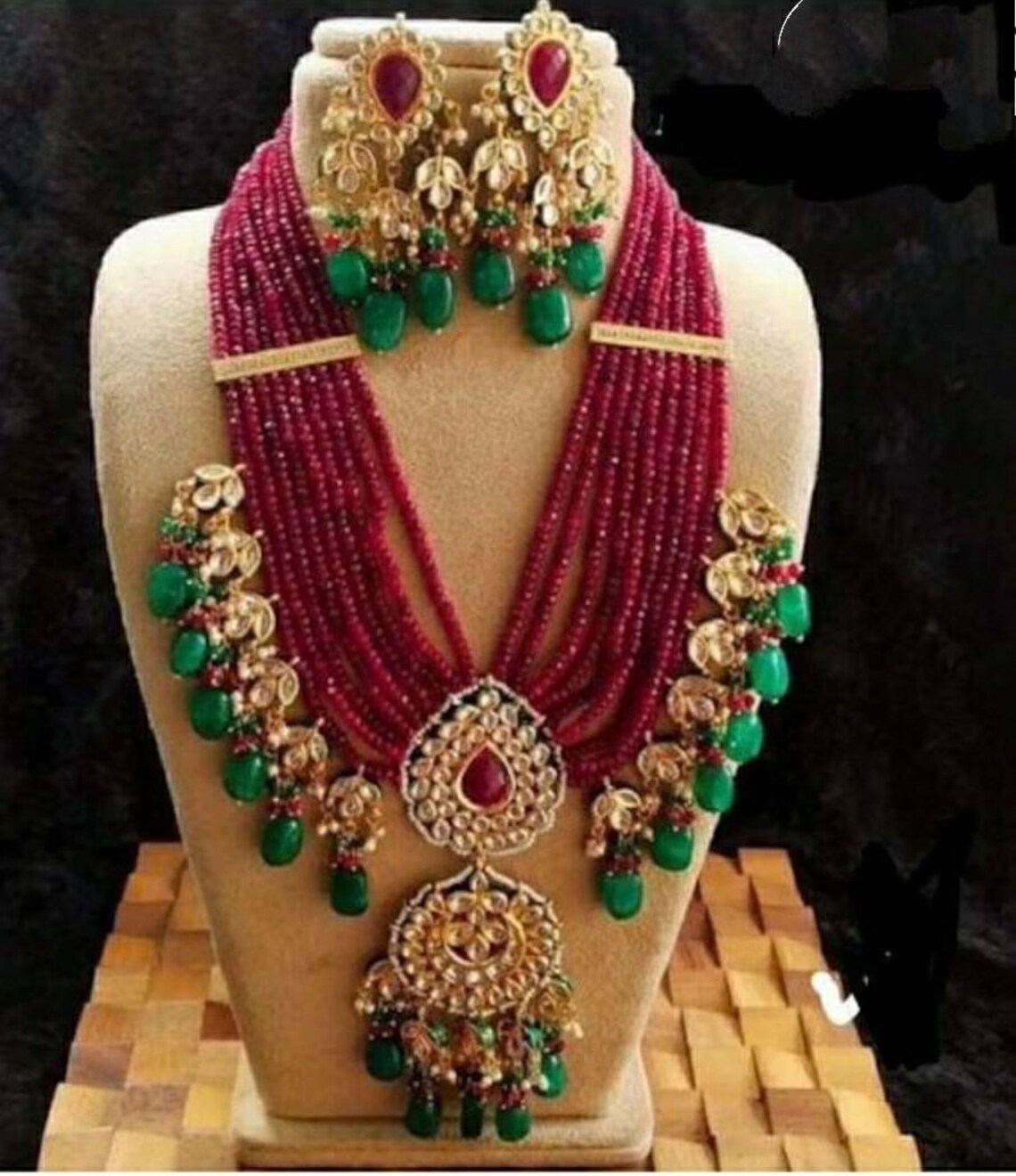 Red and Green Gold Plated Kundan Set/log Kundan Set/designer - Etsy
