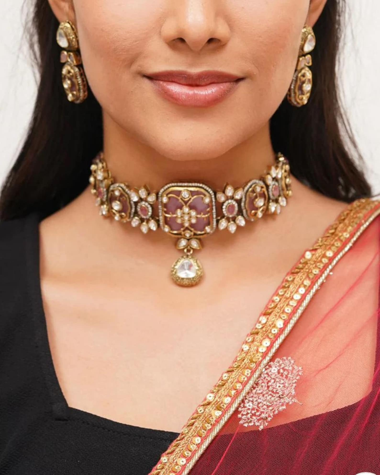 Victorian Pink Kundan Choker/indian Jewelry/indian Necklace/indian ...