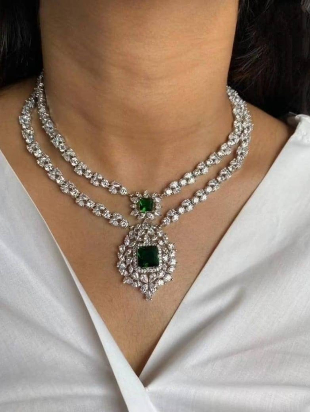 Emerald Diamond Choker Set/indian Jewelry/indian Choker/pakistani ...