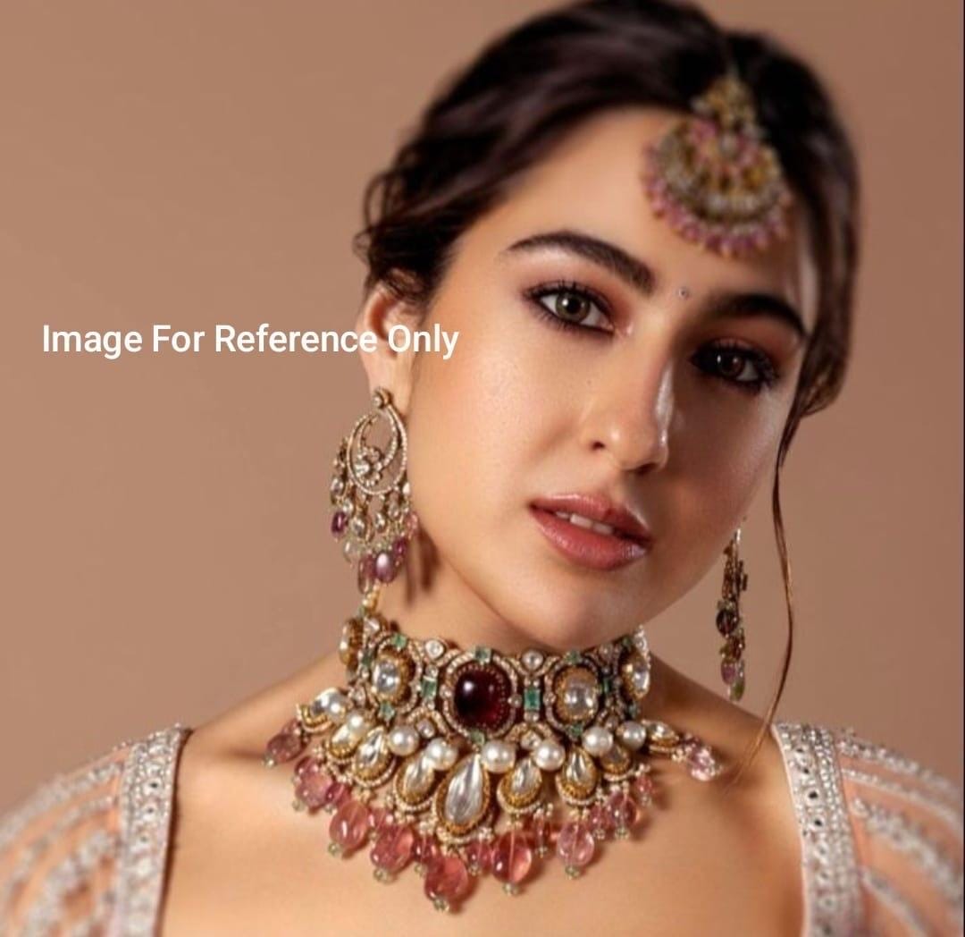 Ruby Bridal Mossinate Polki Victorian Necklace, Sabyasachi Necklace ...