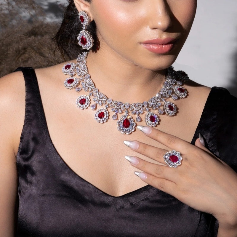 Red Jewelry Set - Etsy