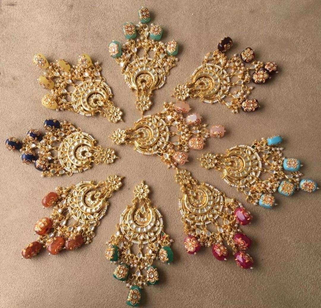 Light Pink Kundan Chandbali/kundan Chandbali/sabyasachi | Etsy