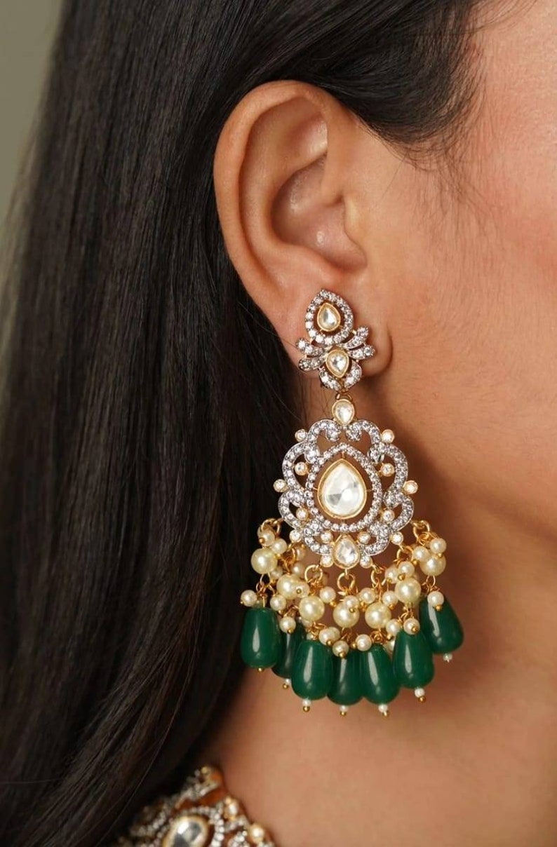 Fine Quality Emerald Green Ruby Pink Uncut Fauk Polki Kundan - Etsy