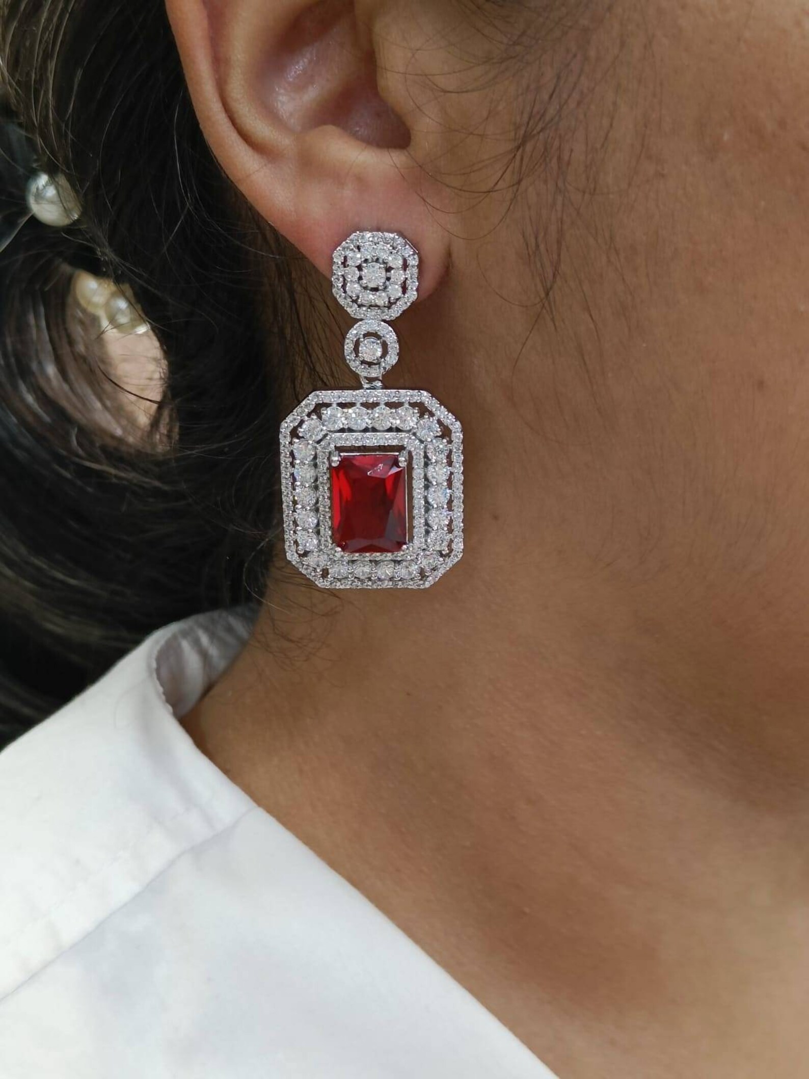 Ruby Red Cubic Zirconium Necklace Set With Matching Statement | Etsy