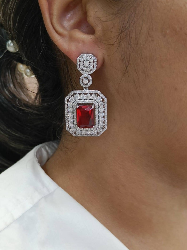 Ruby Red Cubic Zirconium Necklace Set With Matching Statement | Etsy