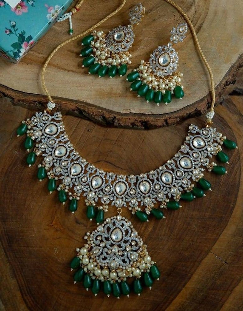 Fine Quality Emerald Green Ruby Pink Uncut Fauk Polki Kundan - Etsy