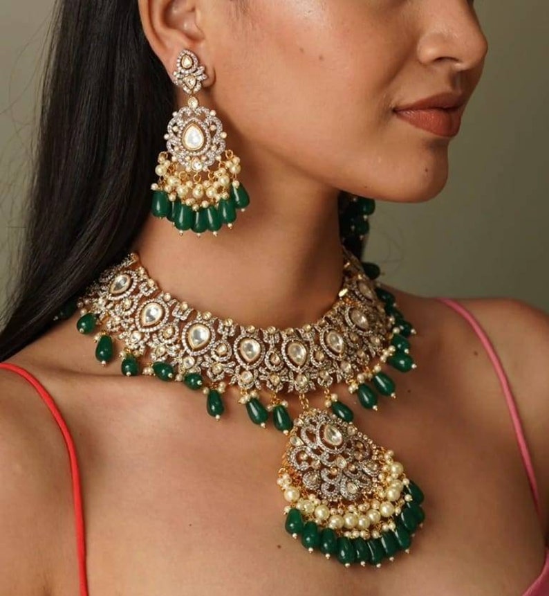 Fine Quality Emerald Green Ruby Pink Uncut Fauk Polki Kundan - Etsy