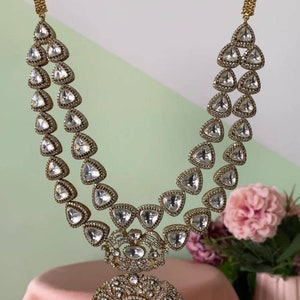 Fine Quality Tyaani Inspired Dull Gold Ruby Red Green Kundan Zirconium ...