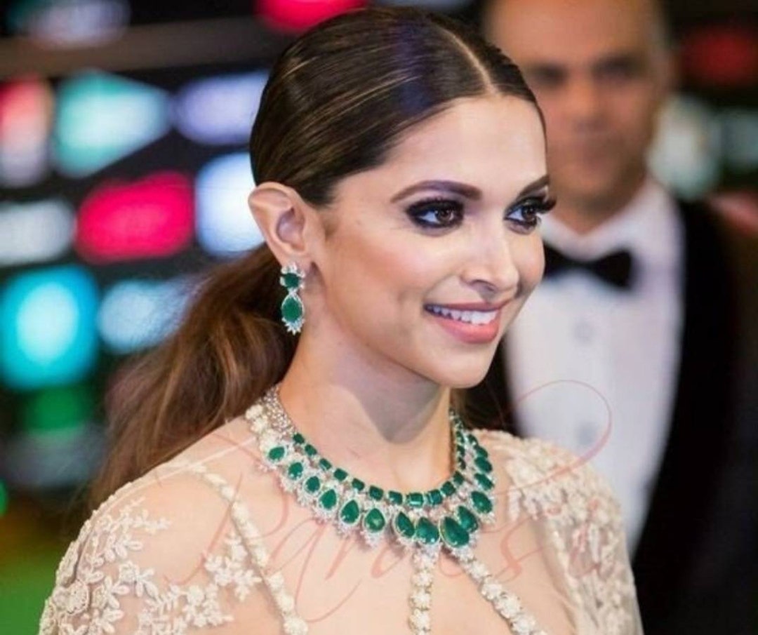 Deepika Padukone Celebrity Oscar Jewelry Inspired Emerald Zirconium ...