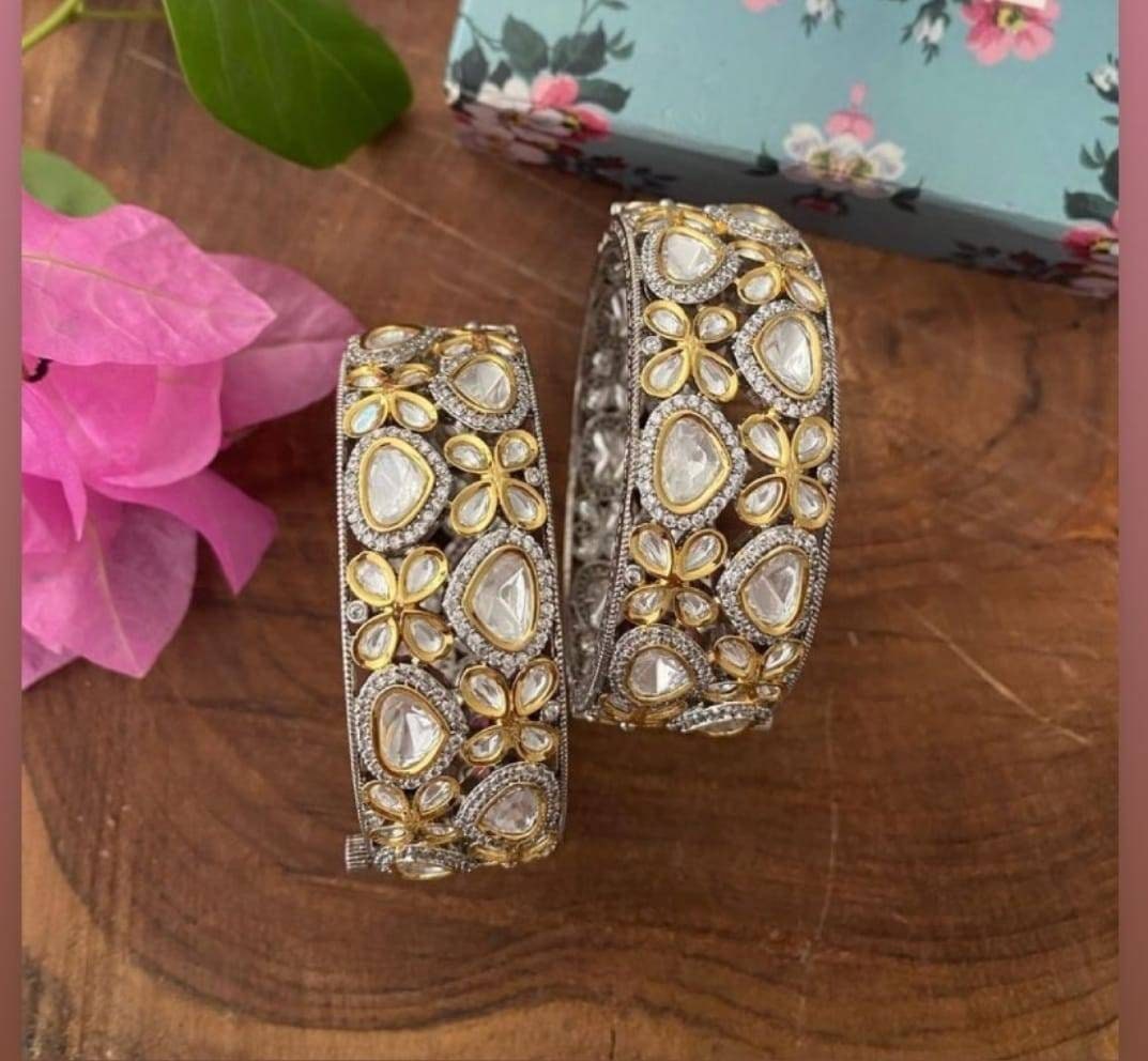 Kundan Bangles Jadau Bangles Indian Kada Bangles Polki - Etsy