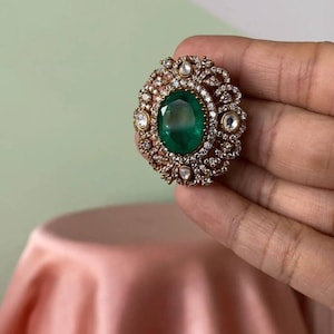 Fine Quality Tyaani Inspired Dull Gold Ruby Red Green Kundan Zirconium ...
