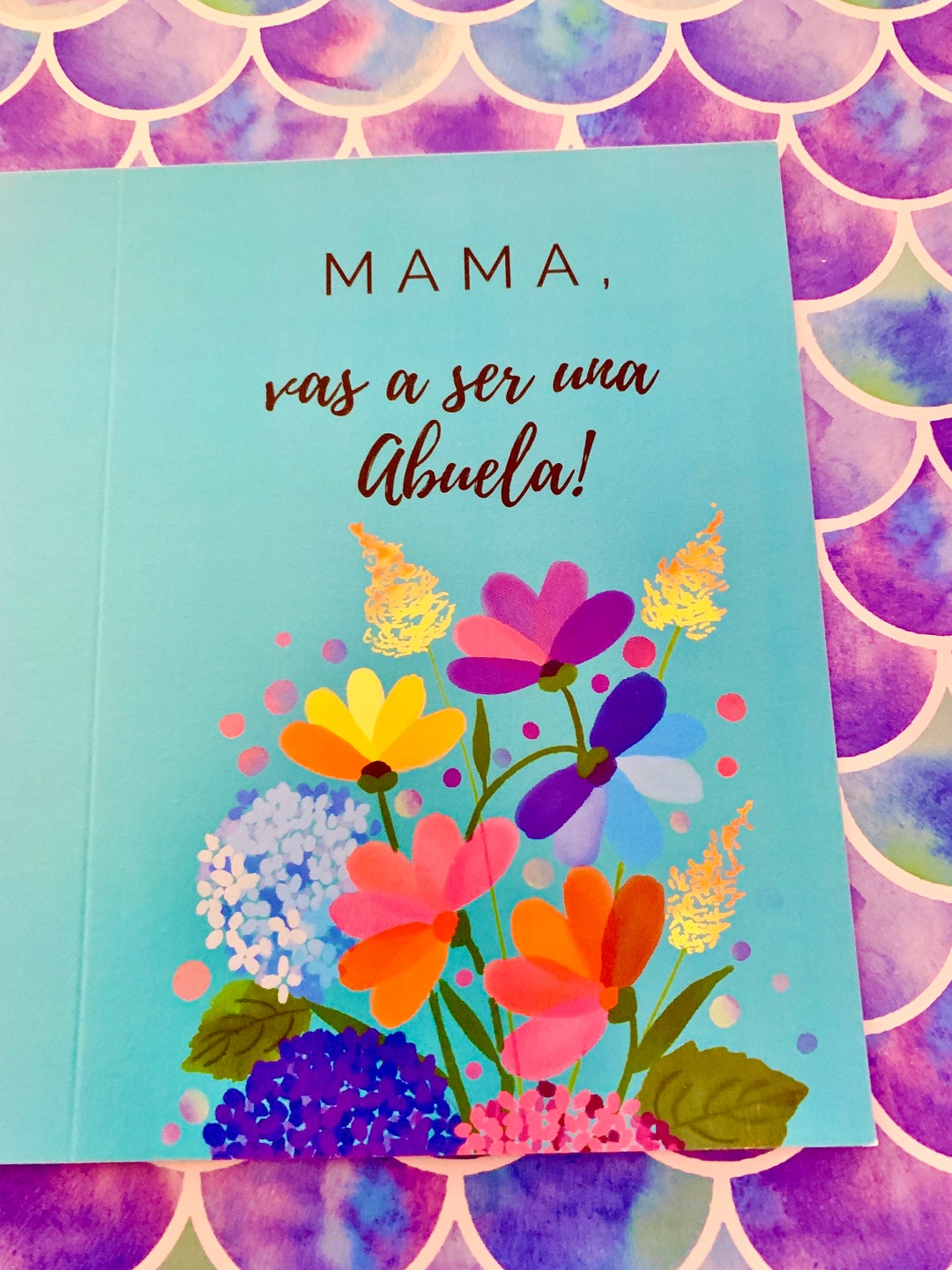 Mama, Vas a Ser Una Abuela!- Spanish Greeting Card - Custom Made- 5x7 ...