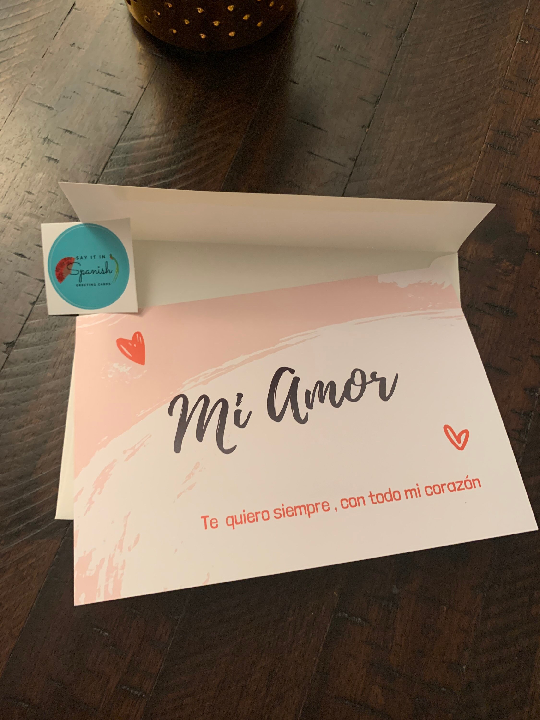 Mi Amor /my Love Spanish Greeting Card 5x7 W/ Envelope and Sticker ...