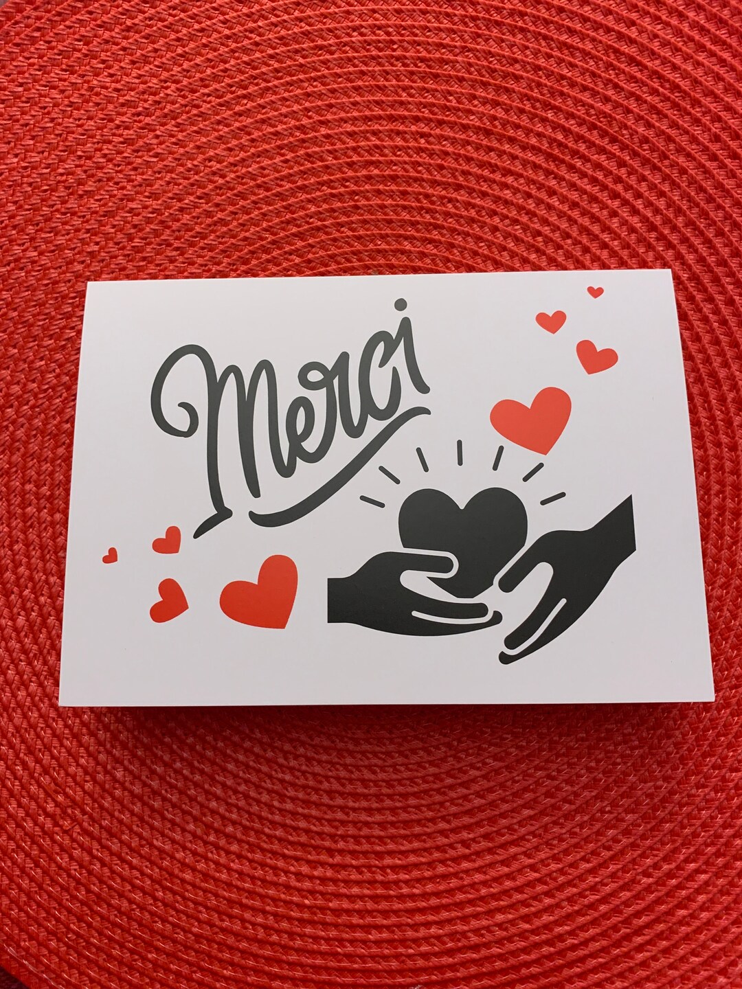 Merci / Thank You - French Greeting Card - Custom Made - 5x7" With ...