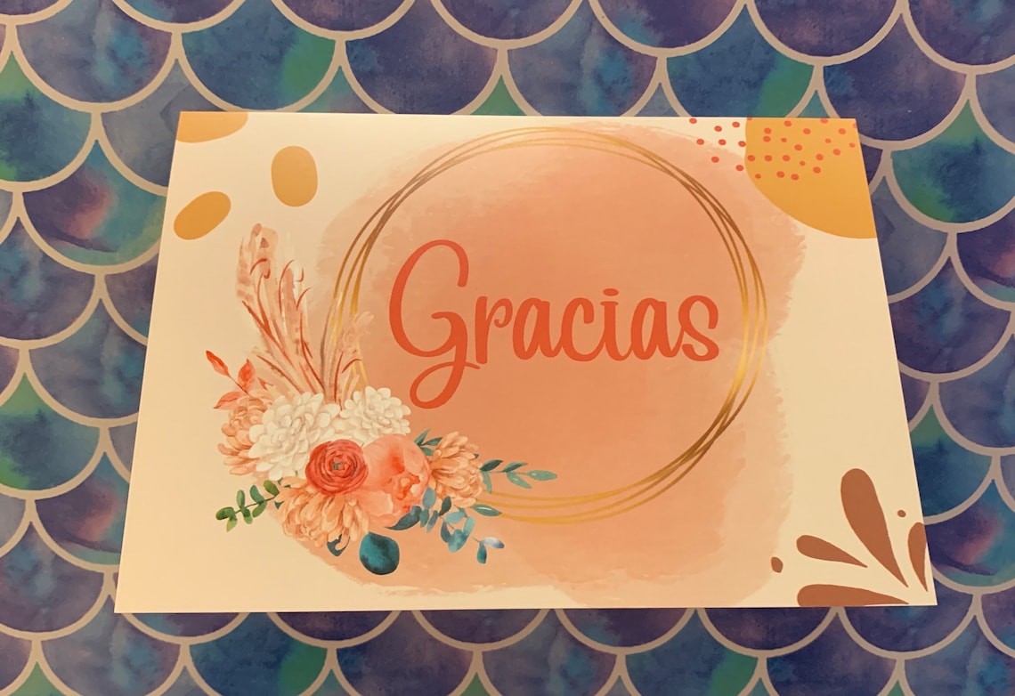 Gracias / Thank You - Spanish Greeting Card - Custom Made - 5x7" With ...