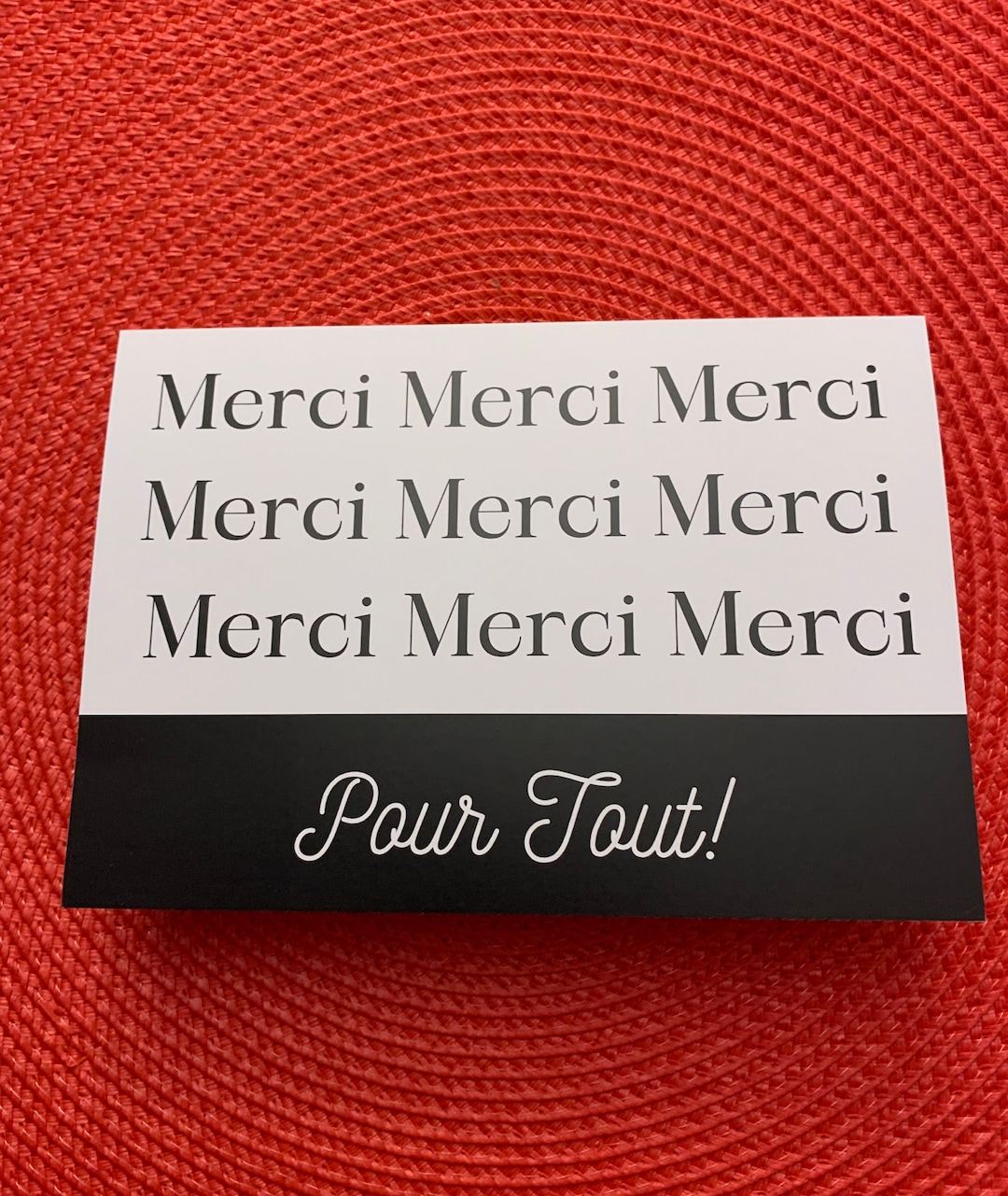 Merci / Thank You - French Greeting Card - Custom Made - 5x7" With ...