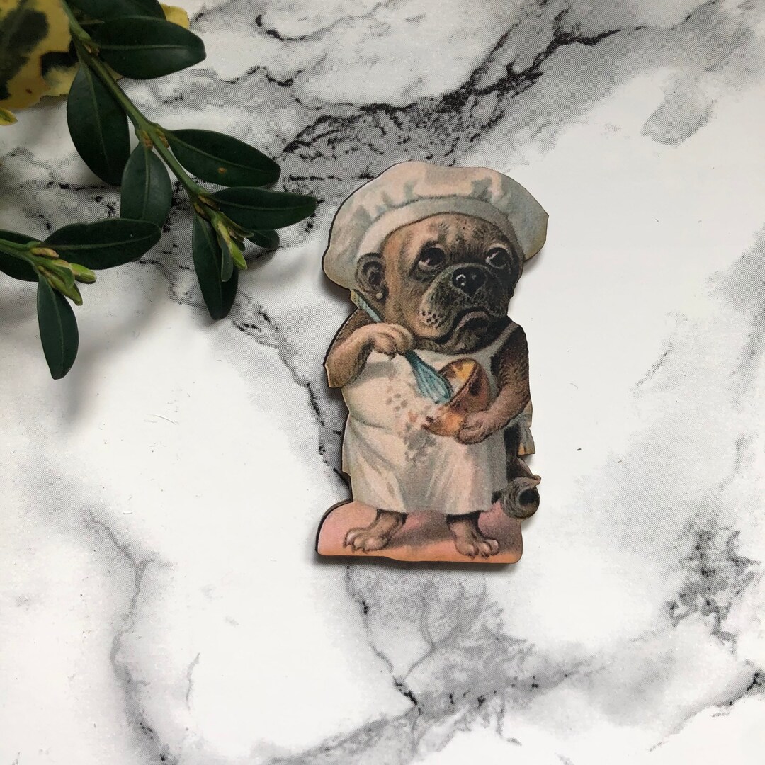 Bulldog Chef. Dog Cook, Wooden Cutout for Crafting and Jewellery Making ...