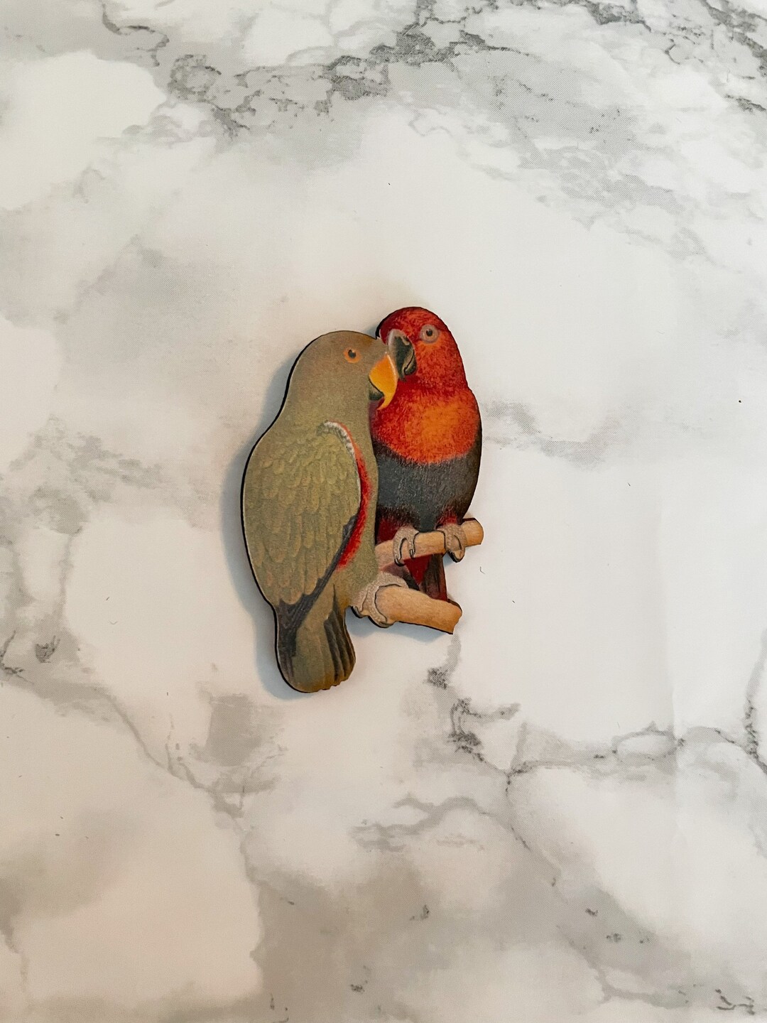 Two Parrots Kissing Wooden Cutout for Crafting and Jewellery Making ...