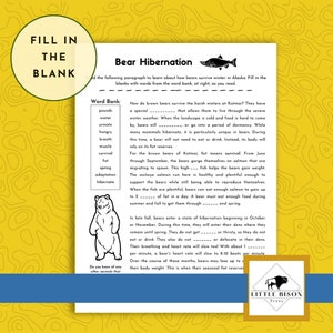 Fat Bear Week Activity Worksheets for Kids - Etsy