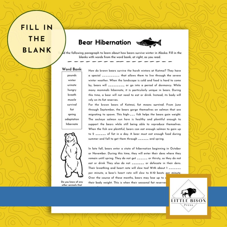 Fat Bear Week Activity Worksheets for Kids - Etsy