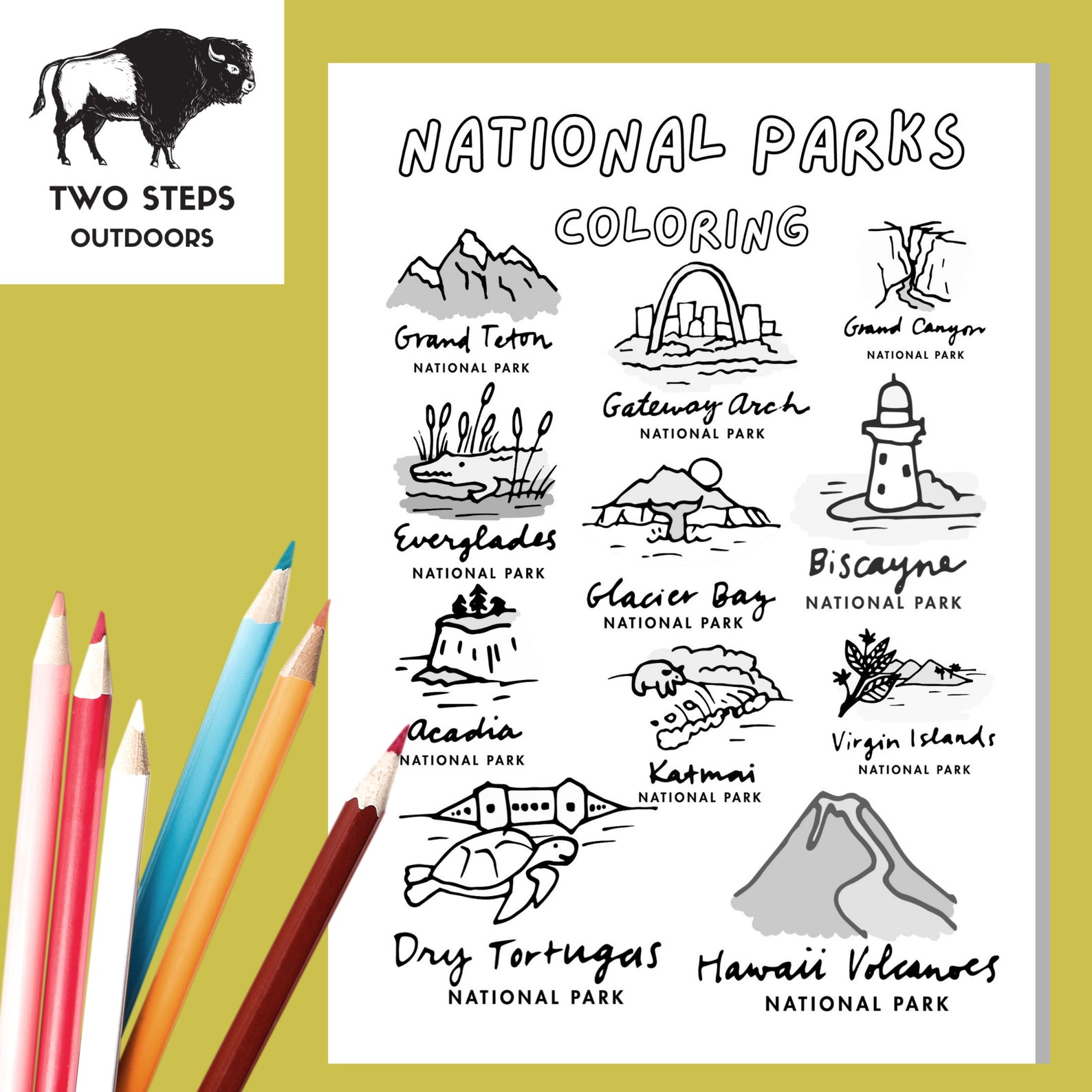 National Parks Coloring Page NPS Color Sheet for Kids - Etsy Hong Kong