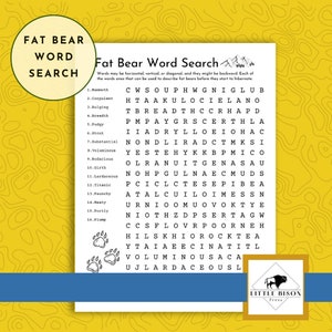 Fat Bear Week Activity Worksheets for Kids - Etsy