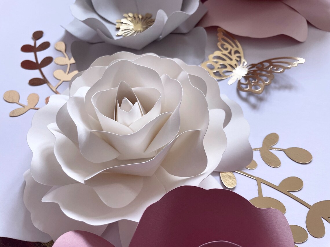 Dusty Rose Pink Paper Flower Set Nursery Paper Flower Wall - Etsy