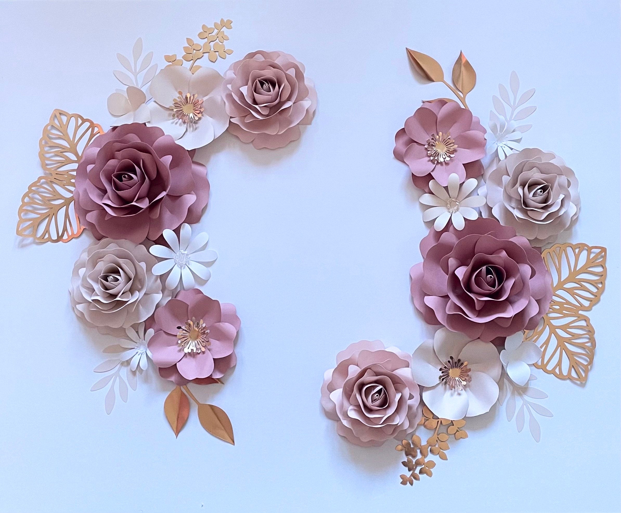 Mauve Pink/ Rose Gold Paper Flower Set Nursery Paper Flower - Etsy